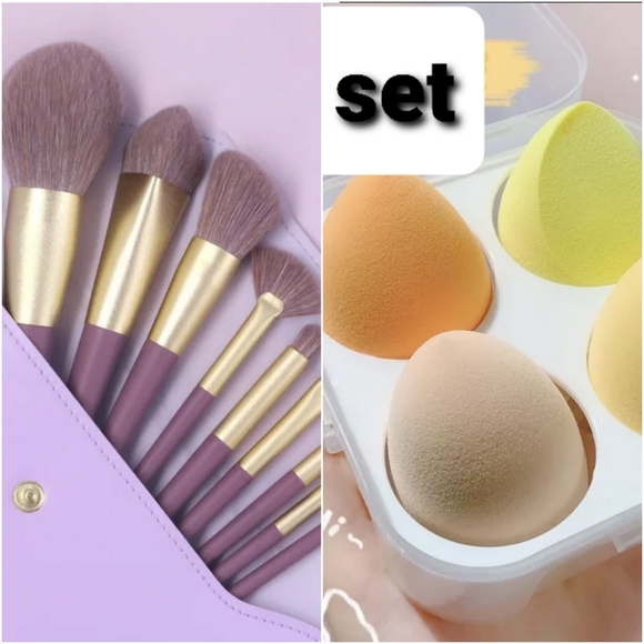 None | Makeup | Makeup Brush And Sponge Set | Poshmark